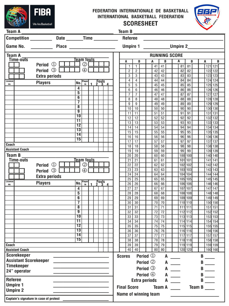 FIBA-Scoresheet SBP Mati | PDF