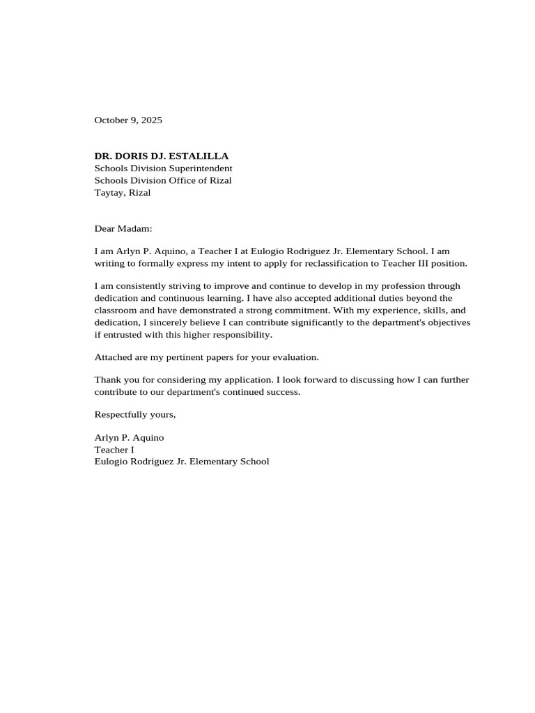 Letter of Application | PDF