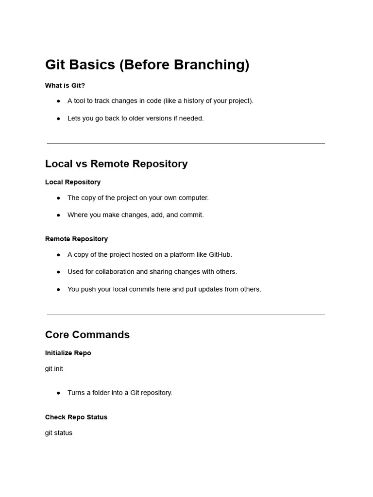 Git Basics: Local and Remote Repositories | PDF | Software Engineering ...