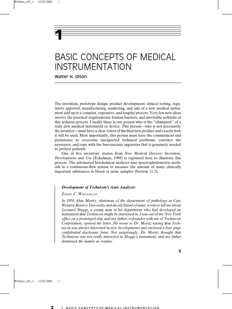 Basic Concepts of Medical Instrumentation | PDF