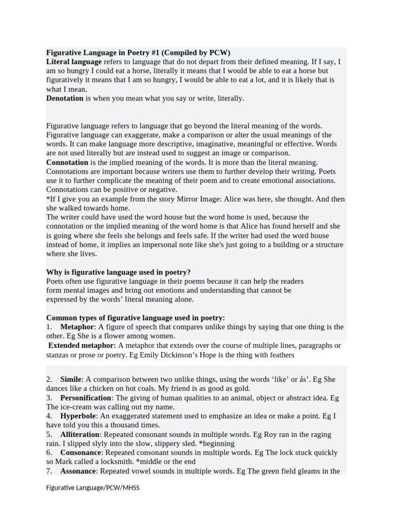 Figurative Language in Poetry #1 | PDF | Metre (Poetry) | Poetry