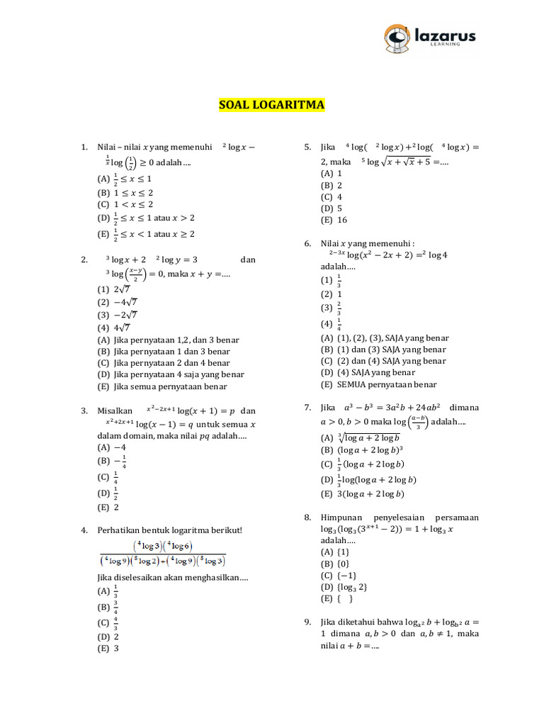 Soal-Matdas - Logaritma | PDF