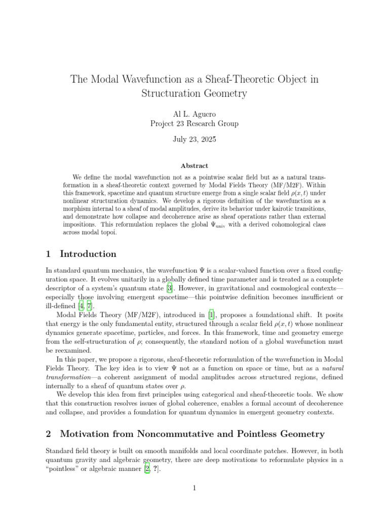 Modal Wavefunction As A Sheaf-Theoretic | PDF | Differentiable Manifold ...