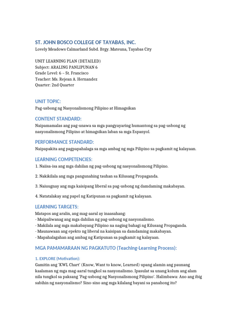 AP6 Q2 Detailed Lesson Plan | PDF