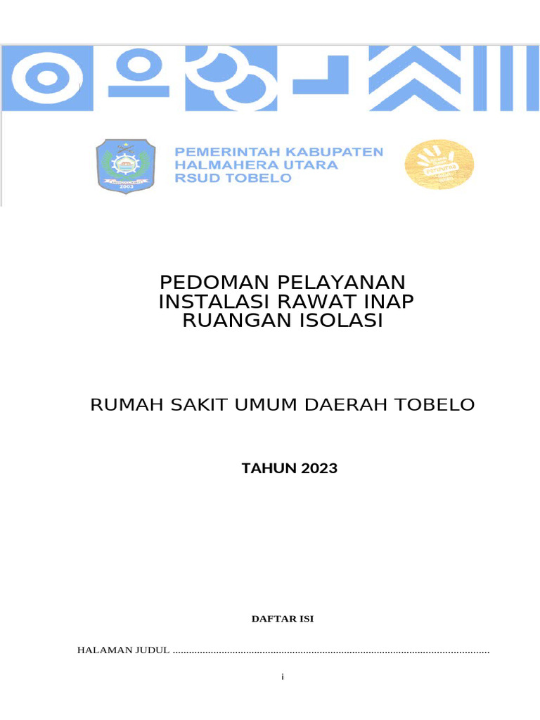 Pedoman Pelayanan Ruang Isolasi RSUD Tobelo | PDF