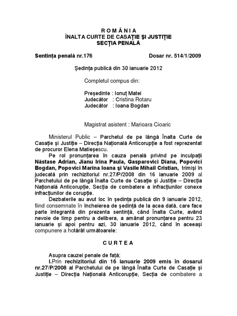 Adrian Nastase - Sentinta Trofeul Calitatii | PDF