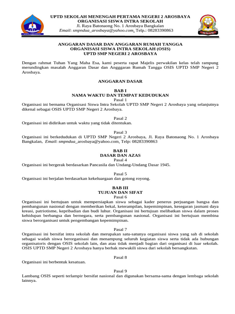 Ad-Art Osis Uptd SMP Negeri 2 Arosbaya Baru | PDF