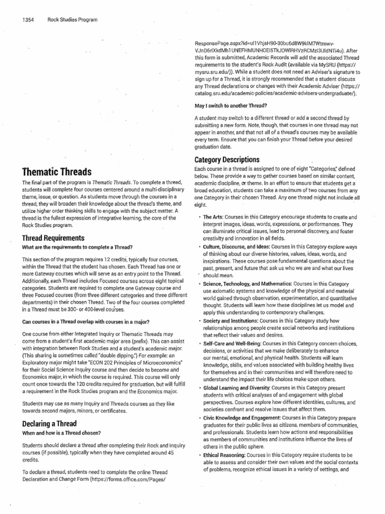 Rock Studies Thematic Threads Overview | PDF | Curriculum | Community