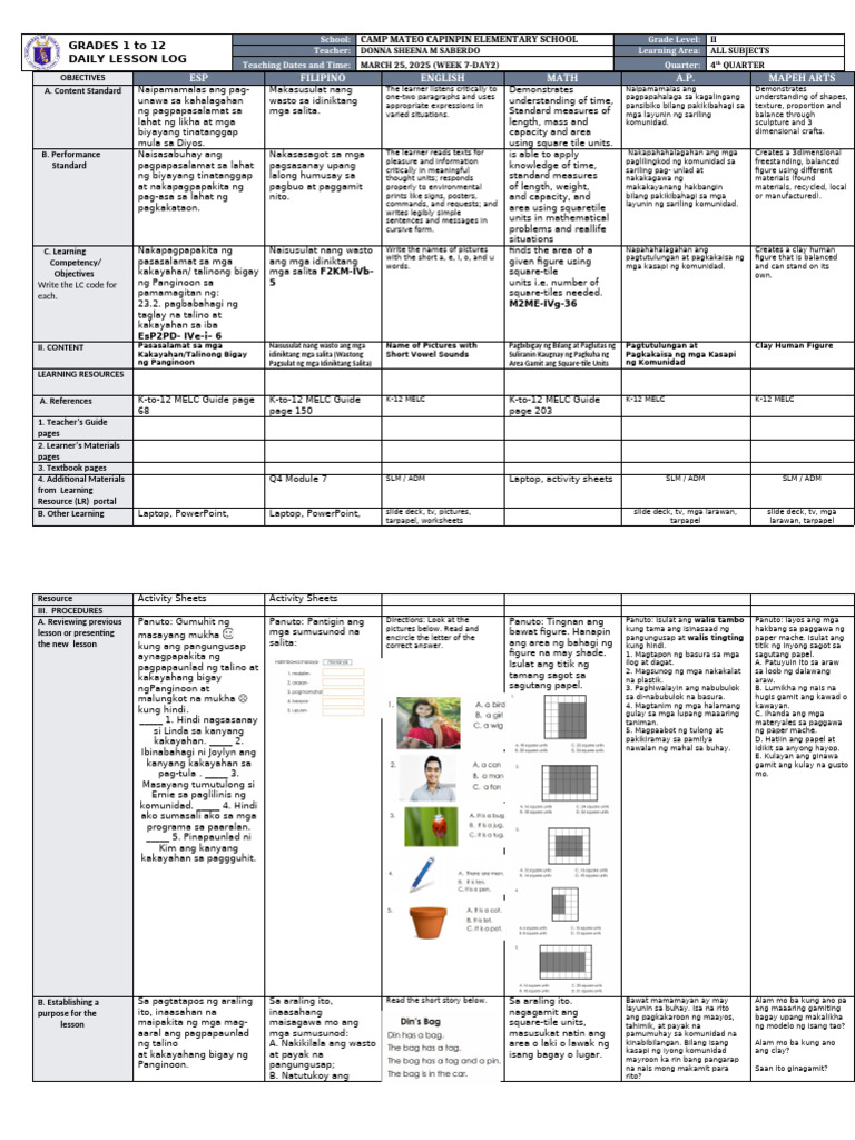 DLL All-Subjects-2 q4 w7 d2 | PDF