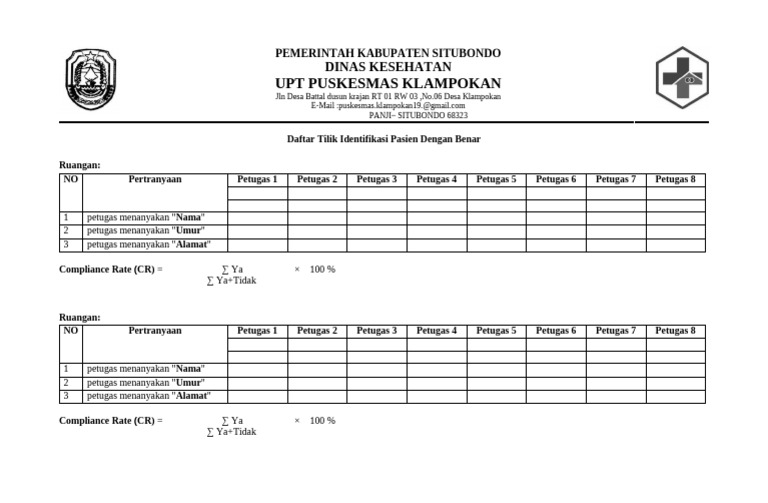 Daftar Tilik Identifikasi Pasien FIX | PDF