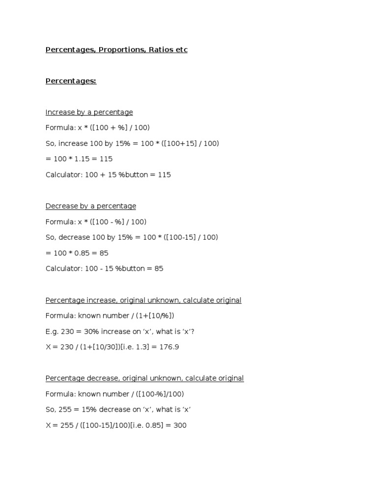 Understanding Percentages and Ratios | PDF | Teaching Methods & Materials