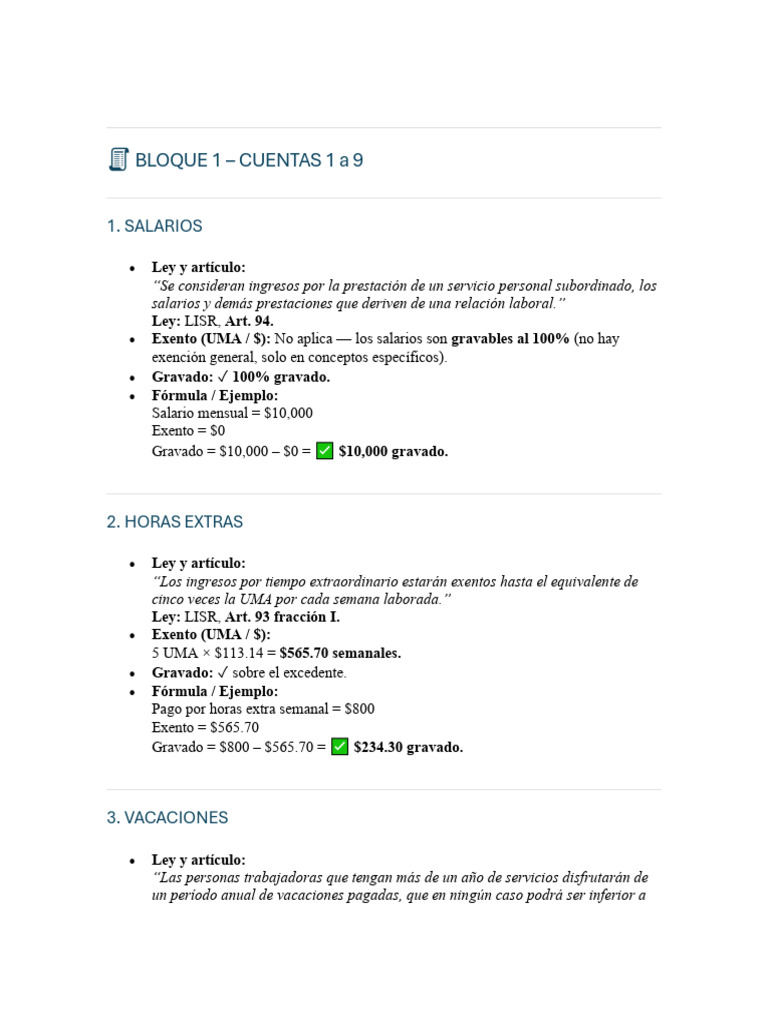 Cuenta Descripción Exento Gravado Formula | PDF | Salario | Pensión