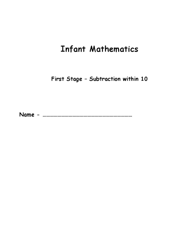 Infant Mathematics: First Stage - Subtraction Within 10 | PDF ...