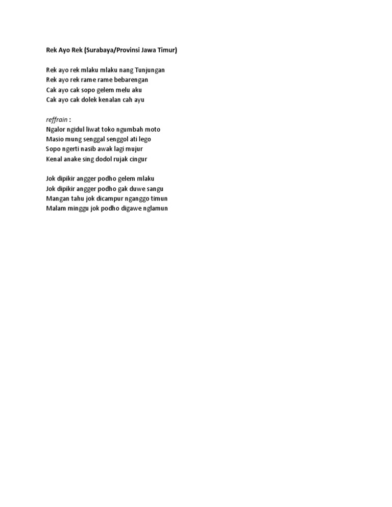 Lagu Daerah Rek Ayo Rek | PDF