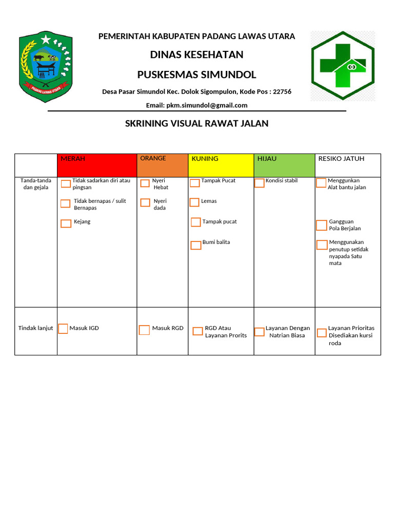 Skrining Visual Kesehatan Puskesmas Simundol | PDF
