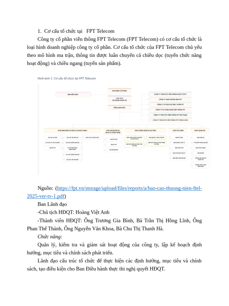 2. Cơ Cấu Tổ Chức Tại FPT Telecom | PDF