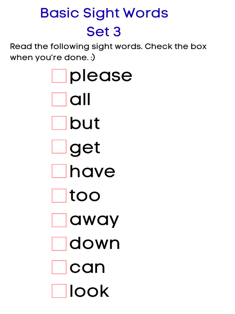 Sight Word 3 | PDF