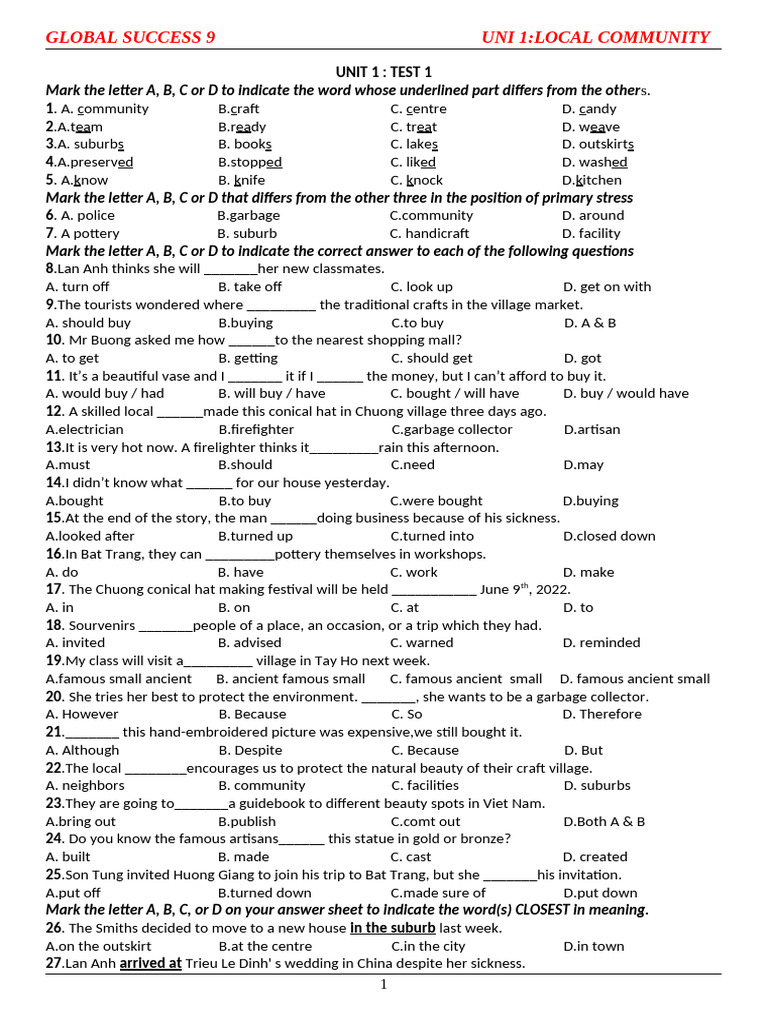 L P 9 Unit 1 | PDF