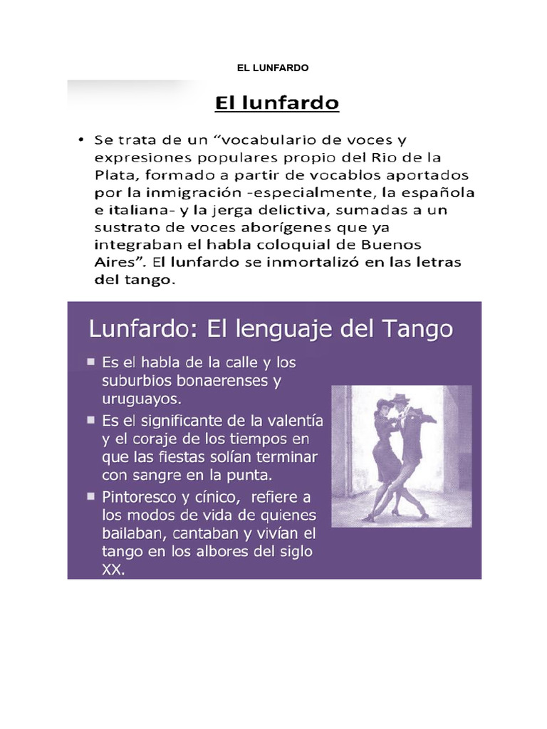 El Lunfardo | PDF