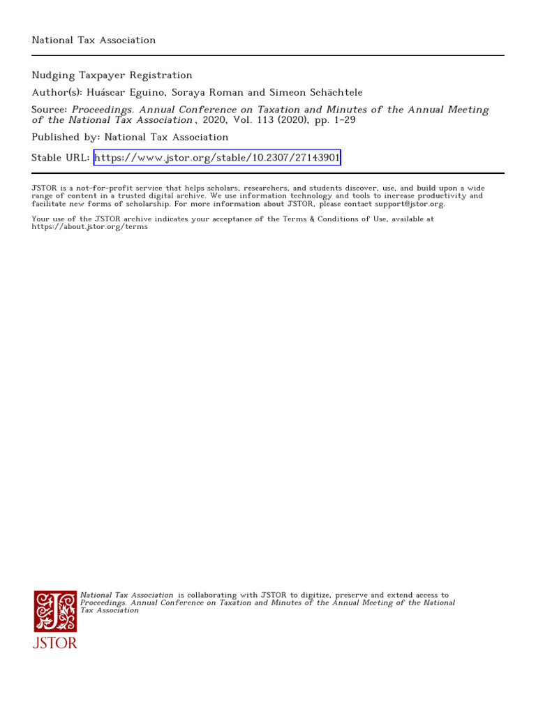 Nudging Taxpayer - Registration Field Experimental Evidence On ...