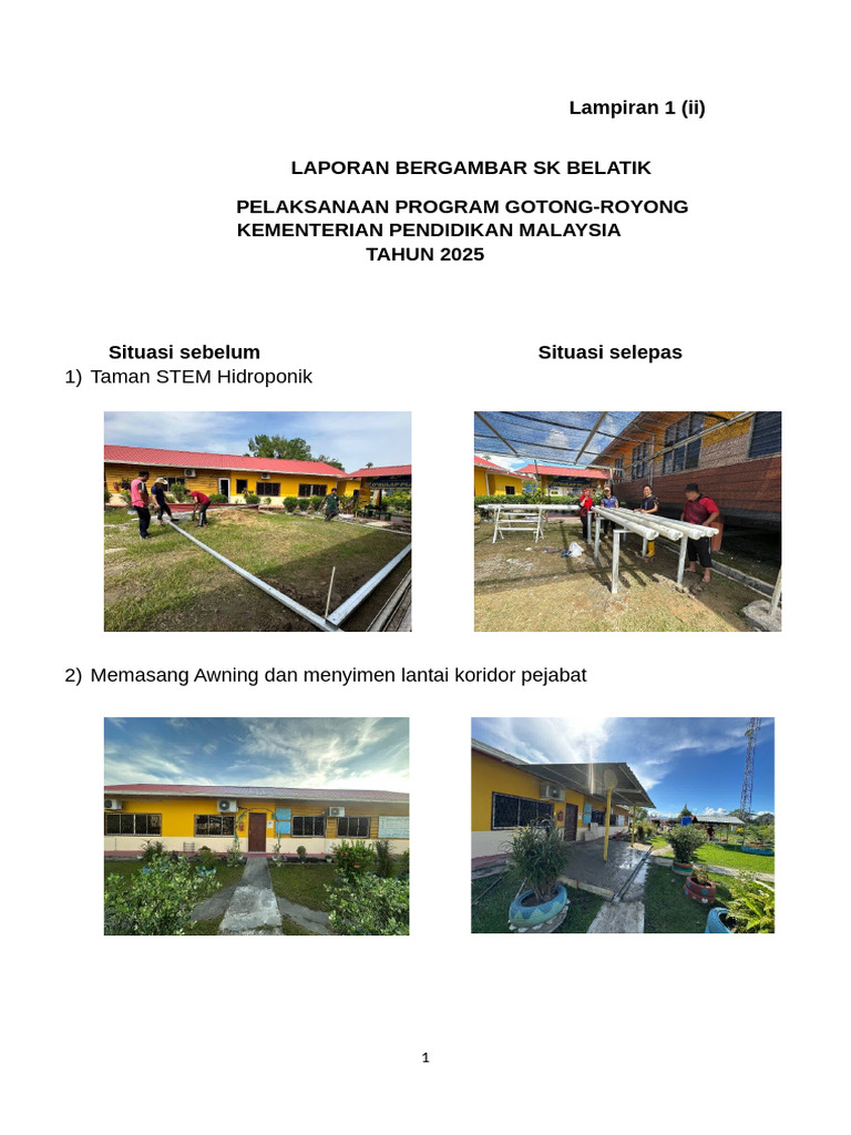 Laporan Rotong Royong Madani 2025 SK Belatik | PDF