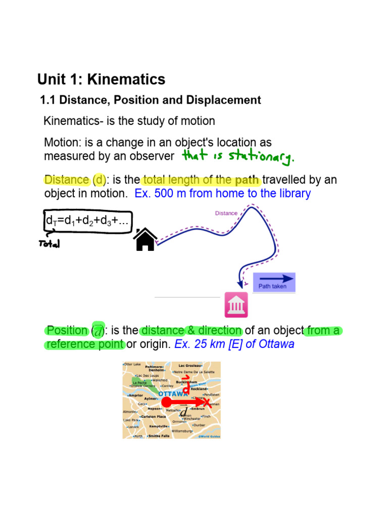 1.1 Distance, Position and DisplacementX1 | PDF