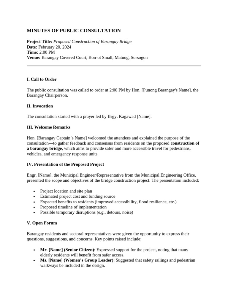 Minutes of Public Consultation Draft | PDF