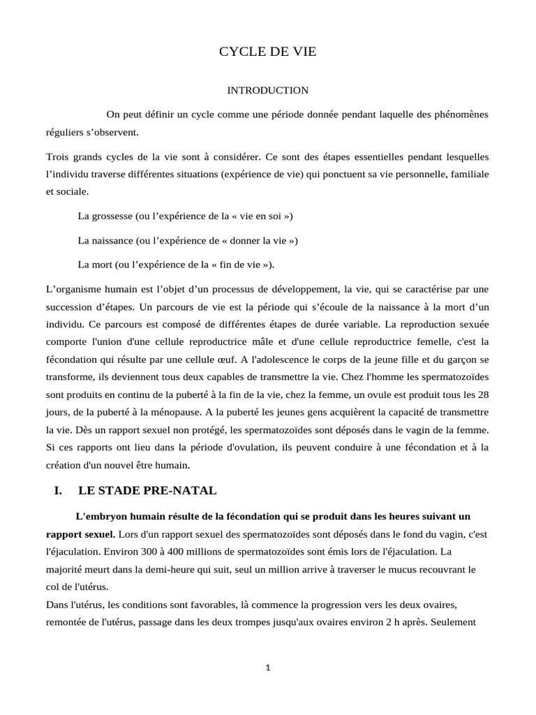 Les étapes clés du cycle de vie humain | PDF | Maladie génétique ...