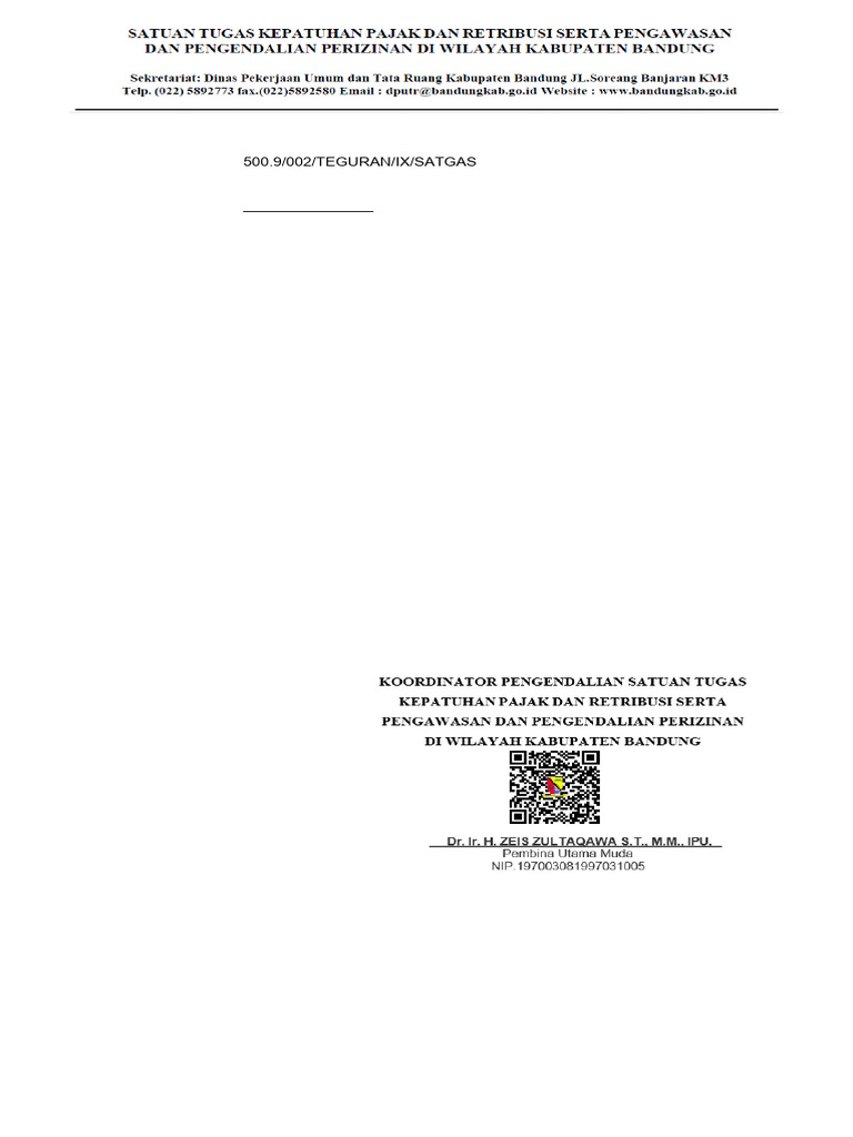 Surat Teguran Satgas - Simpang Gading - Docup | PDF