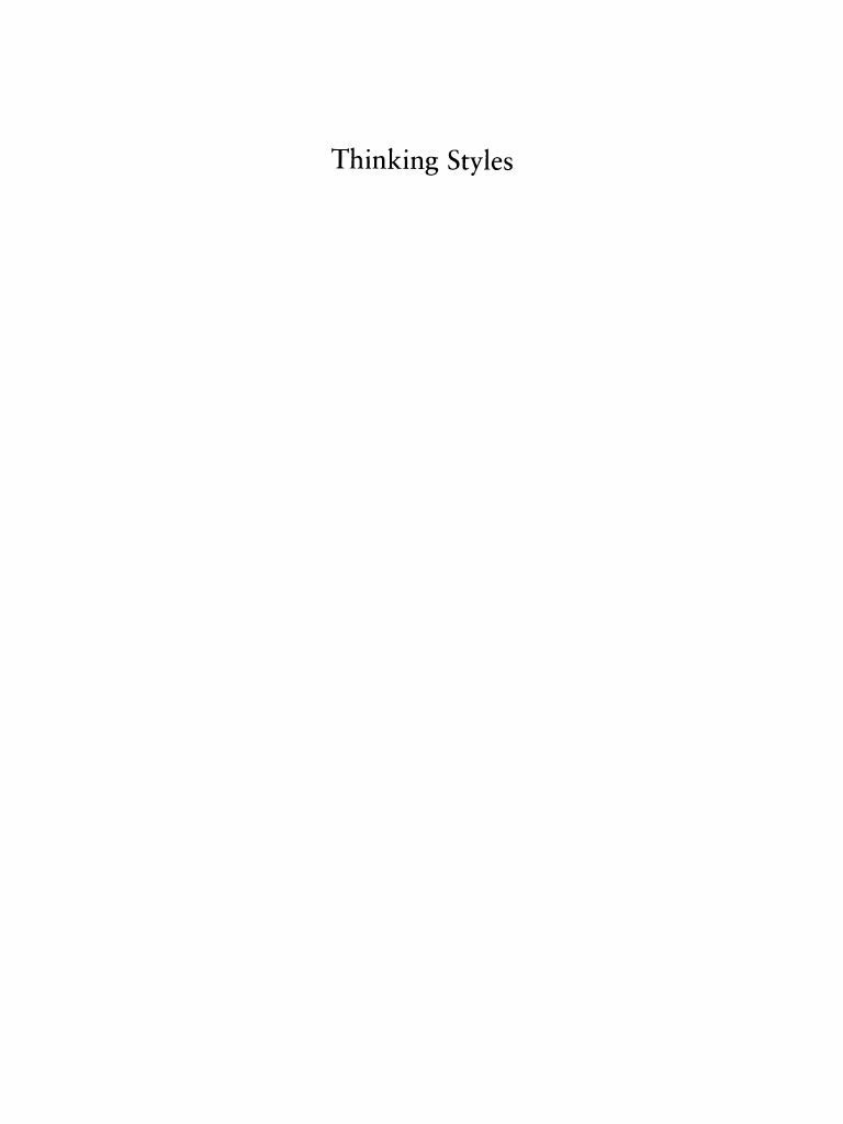 Thinking Styles 9780521553162 | PDF | Graduate School | Creativity
