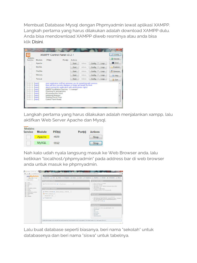 Panduan Membuat Database di XAMPP | PDF