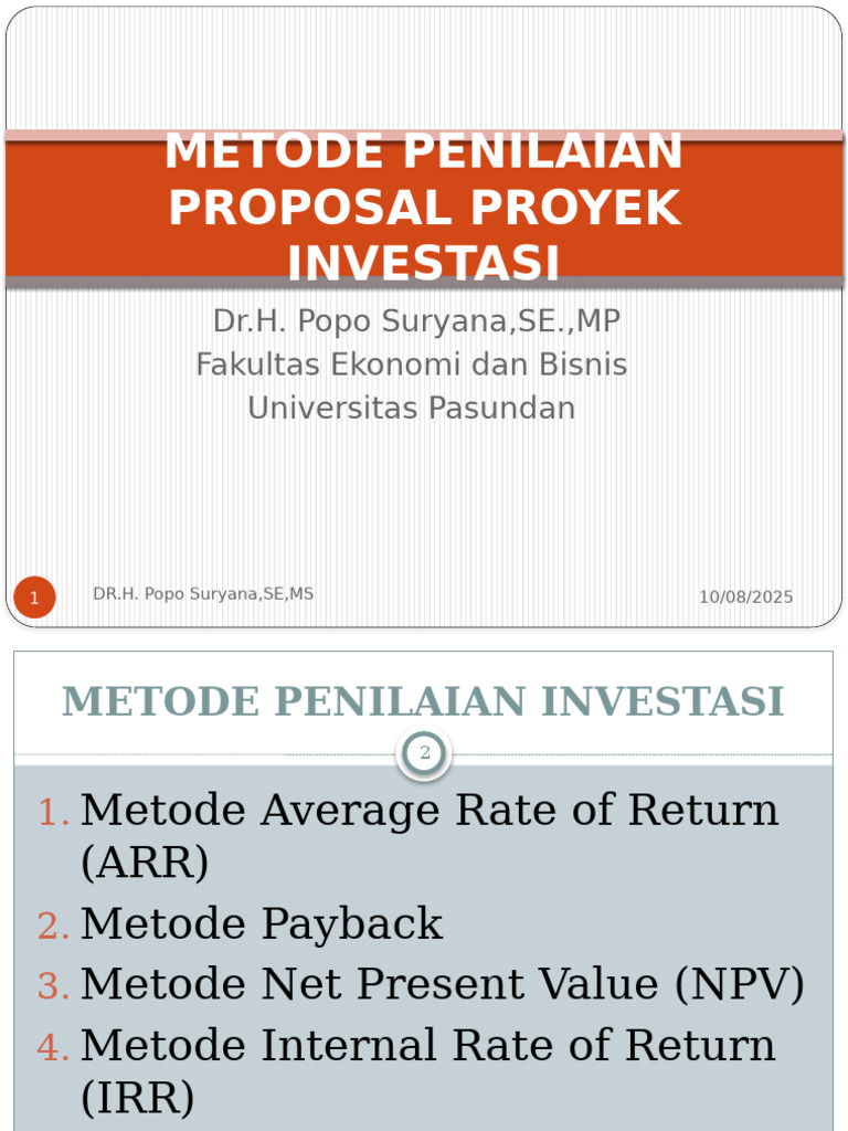 11.Metode Penilaian Investasi | PDF