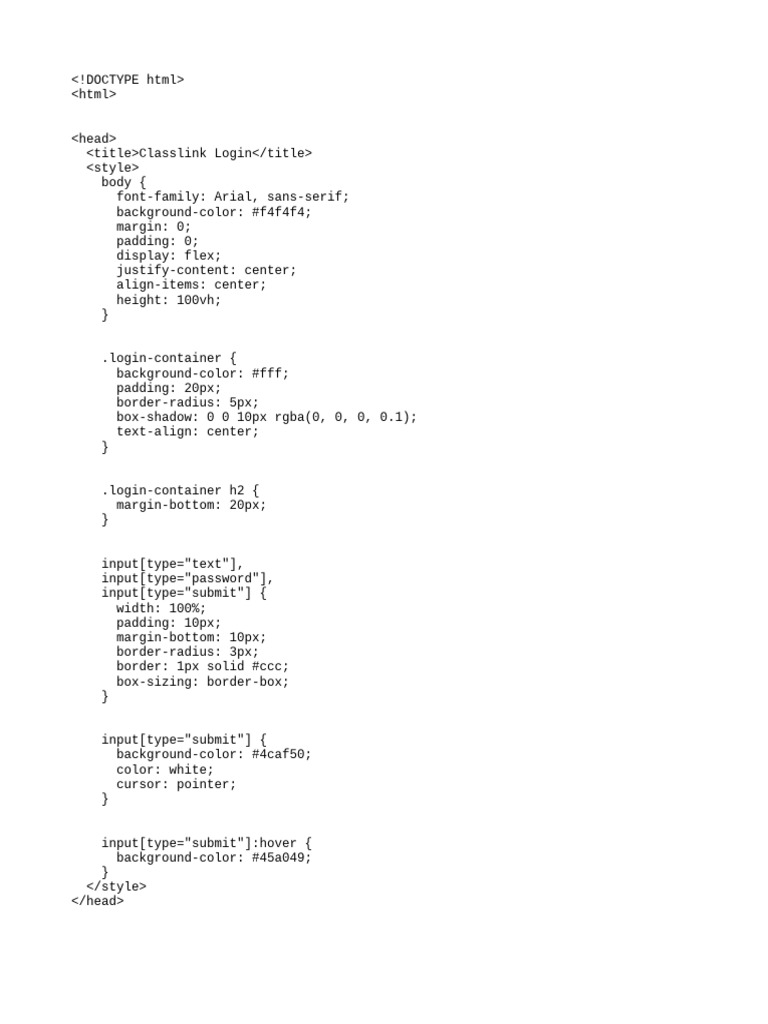 Classlink Login - HTML | PDF