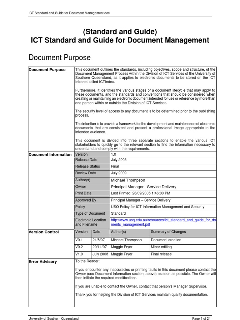 ICT Document Management Standards Guide | PDF | Business Process ...