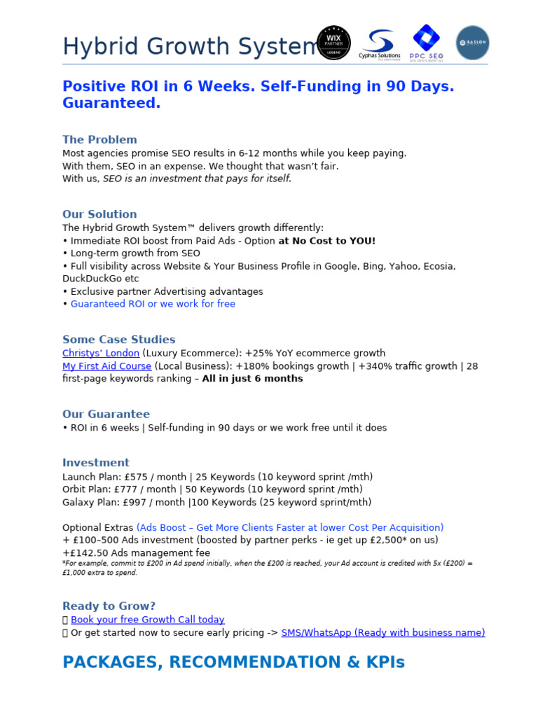 Hybrid Growth System™: SEO ROI Guaranteed | PDF | Search Engine ...