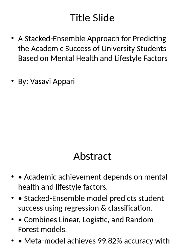 Stacked Ensemble Academic Success Prediction | PDF | Logistic ...