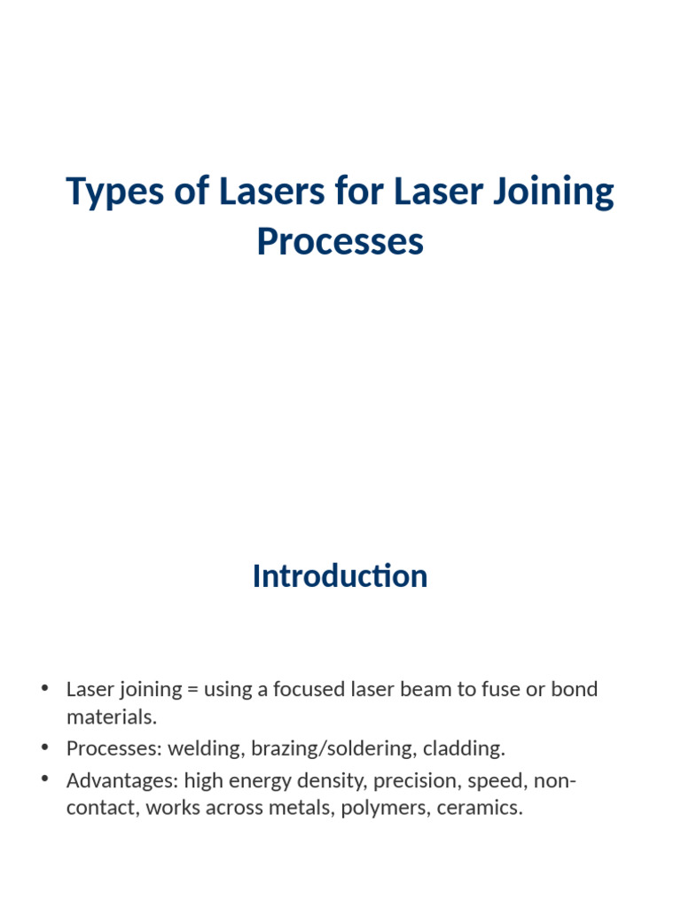 Types of Lasers For Laser Joining Styled | PDF | Laser | Optical Fiber