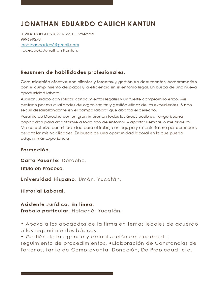 CV - Jonathan Eduardo Cauich Kantun. | PDF