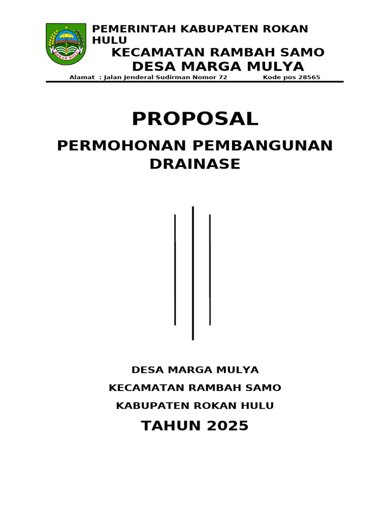 Contoh PROPOSAL DRAINASE PUPR Provinsi | PDF