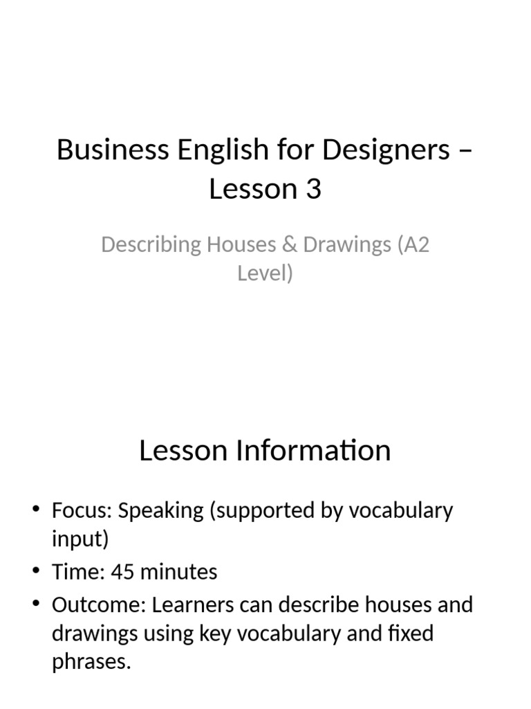 Lesson 3 Describing Houses Drawings | PDF