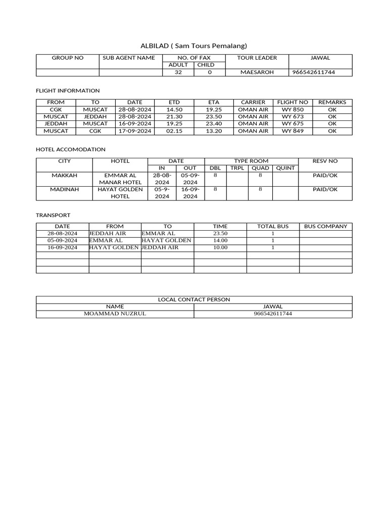 Flight Order 002 | PDF
