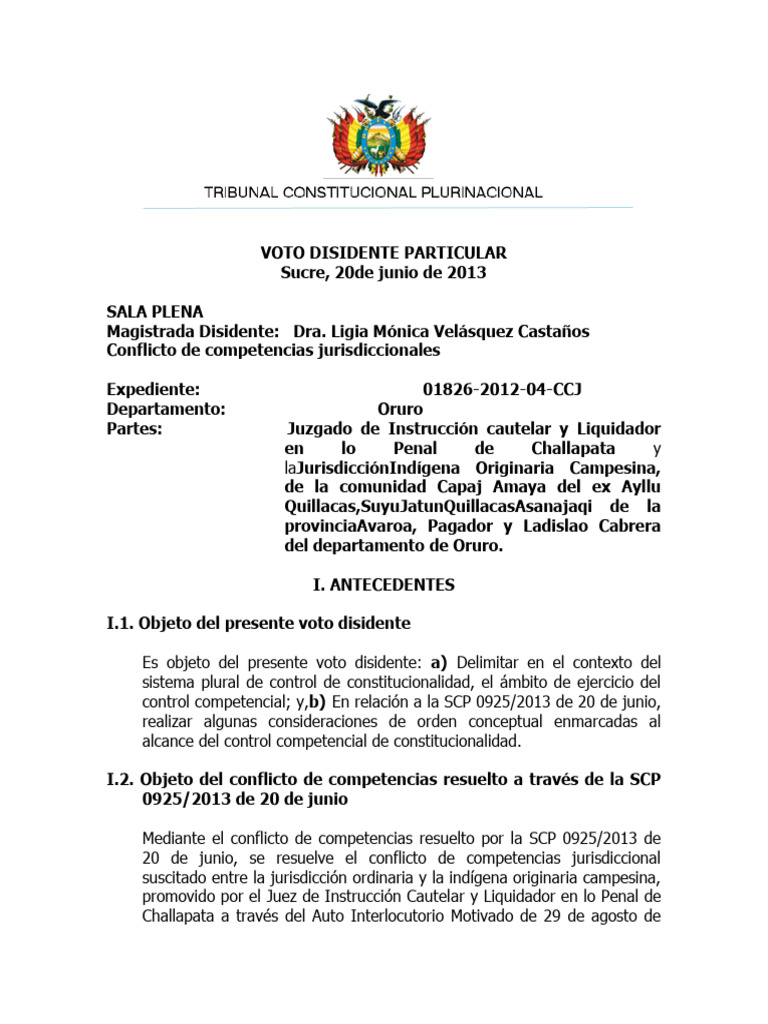 Voto-Disidente 925 - 2013 | PDF | Constitución | Jurisdicción