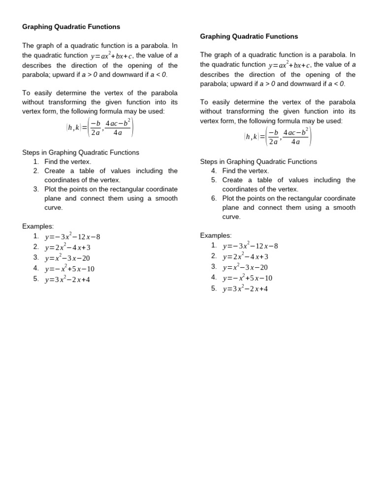 Graphing Quadratic Functions | PDF | Mathematical Analysis | Algebra