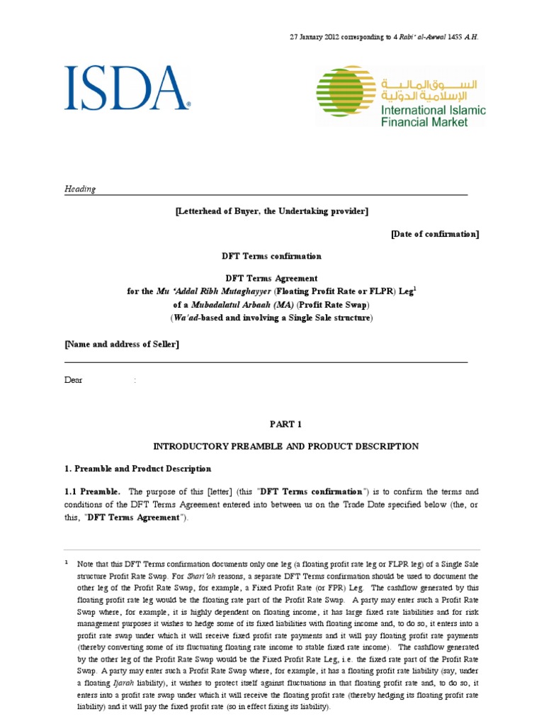 ISDA IIFM - Jan 2012 Floating Rate Leg PRS DFT Terms Confirmation (Wa ...