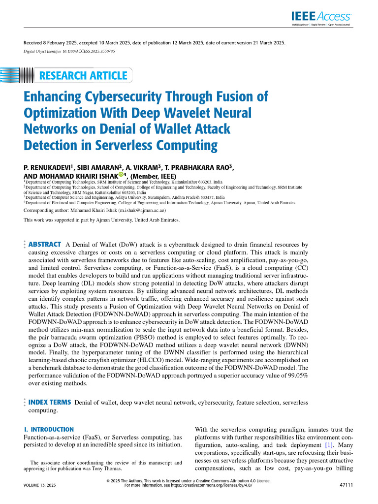 Enhancing Cybersecurity Through Fusion of Optimization With Deep ...