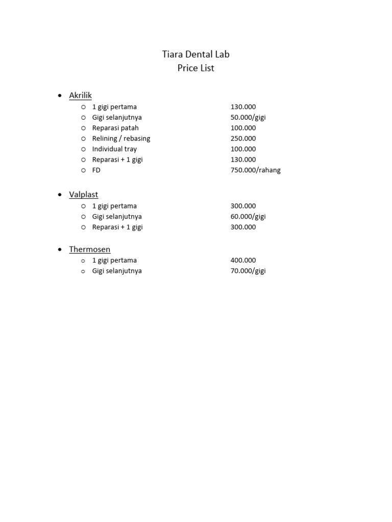 Daftar Harga Lab | PDF