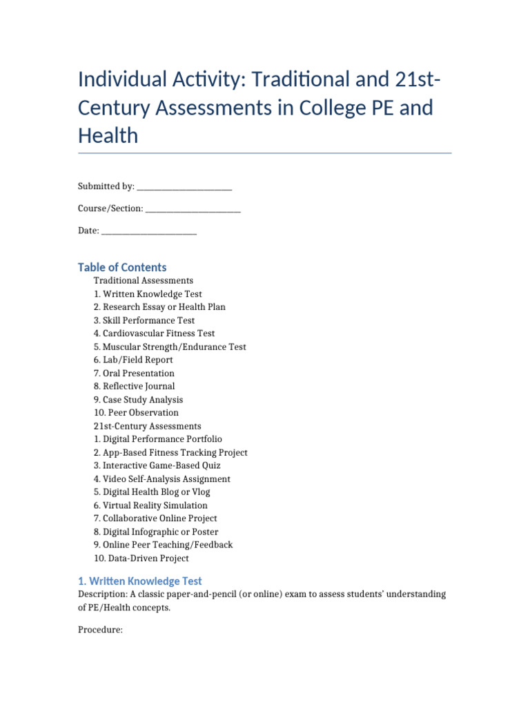 PE Health Assessments | PDF