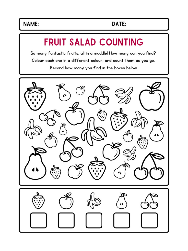 Fruit and Vegetable Counting Activity | PDF