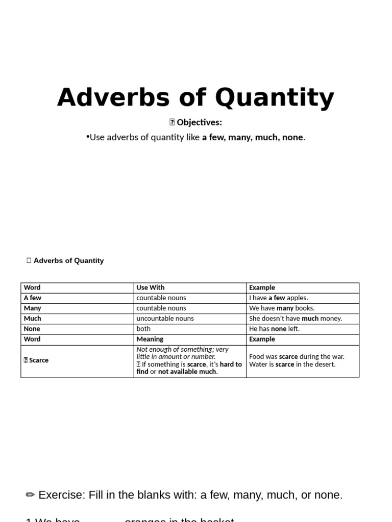 Adverbs of Quantity - ENGLISH | PDF
