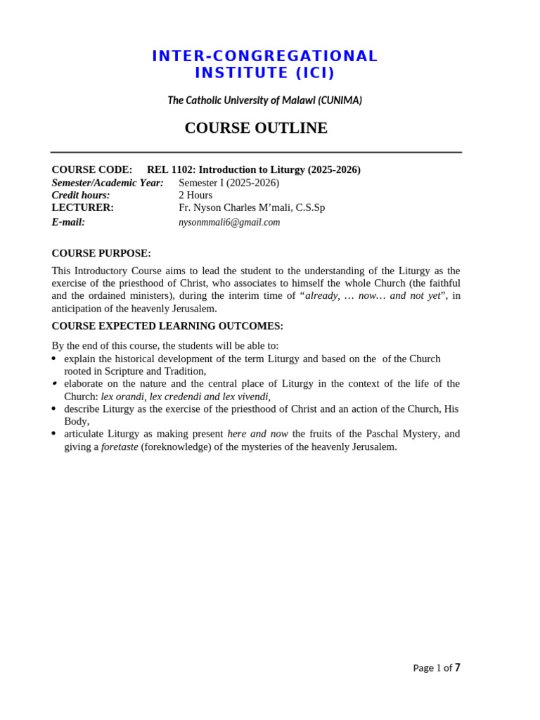 LSUC 101 Liturgical Sacramental L Theology 2024-2025 | PDF | Liturgy ...